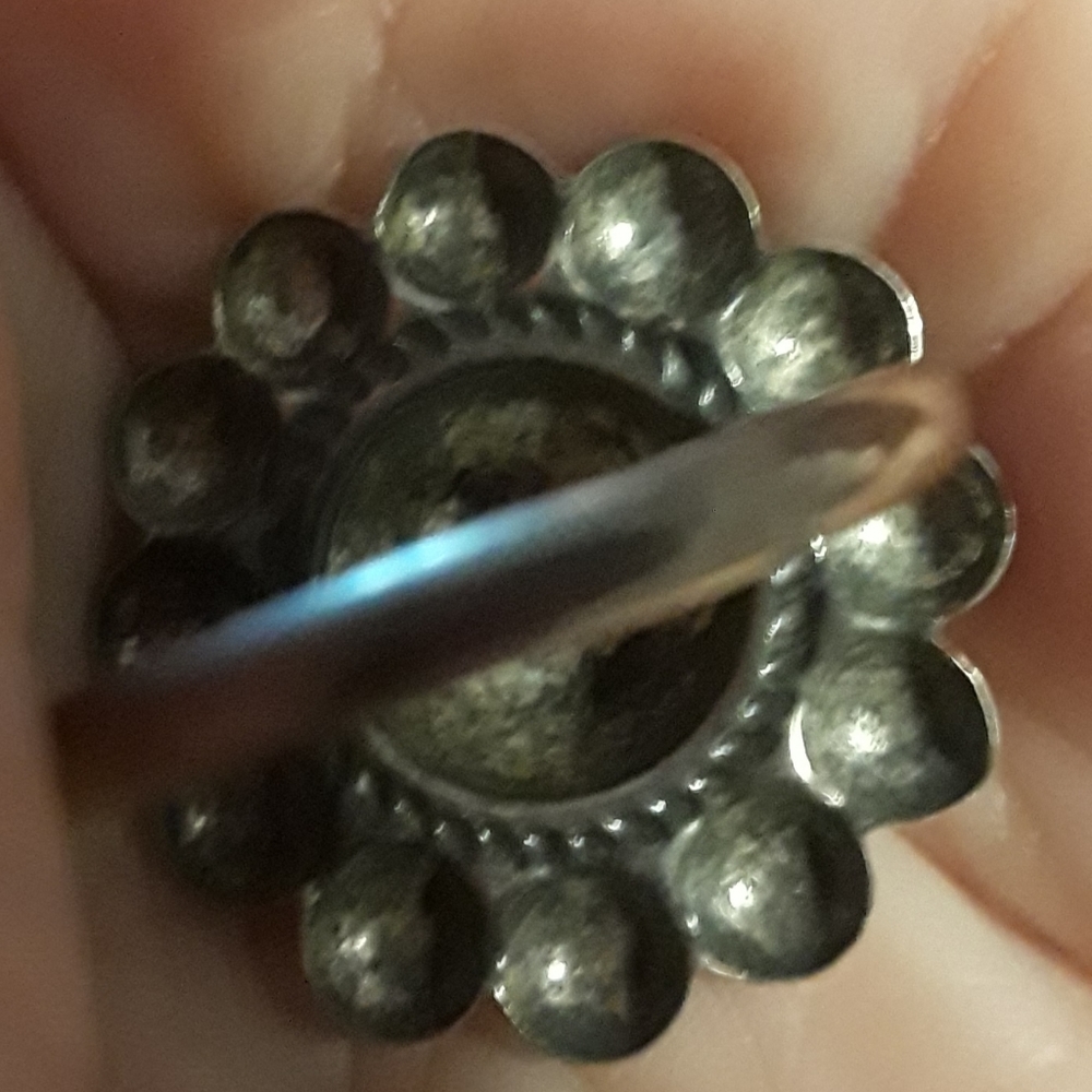 Sterling Concho Ring - Gem